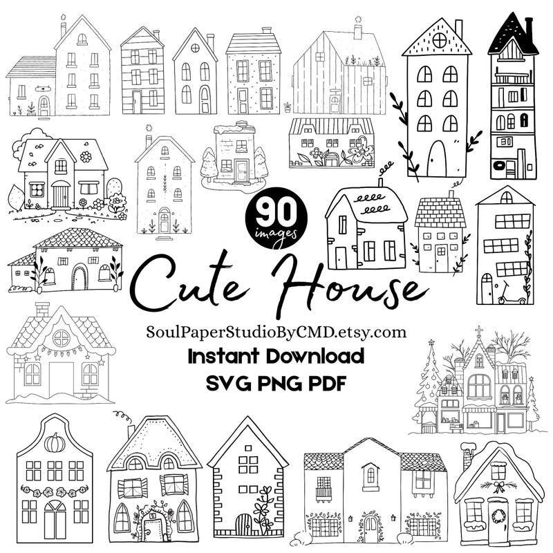 Little Houses Clipart - Etsy