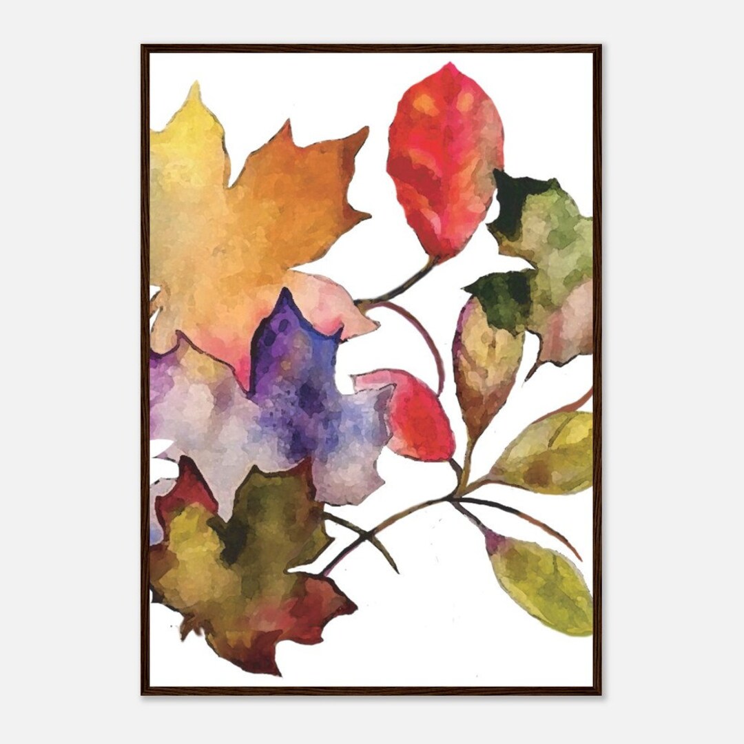 Autumn Leaves Poster: Watercolor Fall Art, Wooden Frame - Etsy