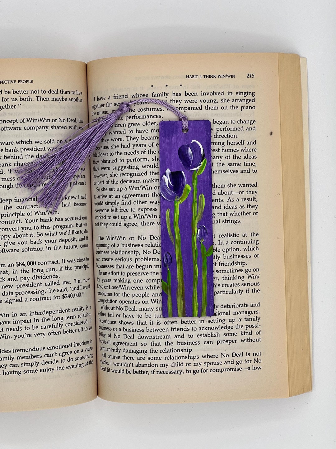 Hand Painted Wooden Bookmark - Purple Tulips | Gifts for Readers ...