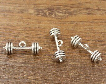 15pcs25x18mm Antique Silver Barbell Charms. 3D - Etsy