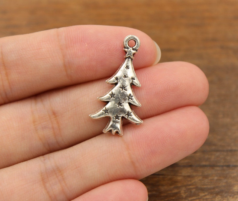 30pcs Christmas Tree Charms Antique Silver Tone 14x26mm SH31 - Etsy
