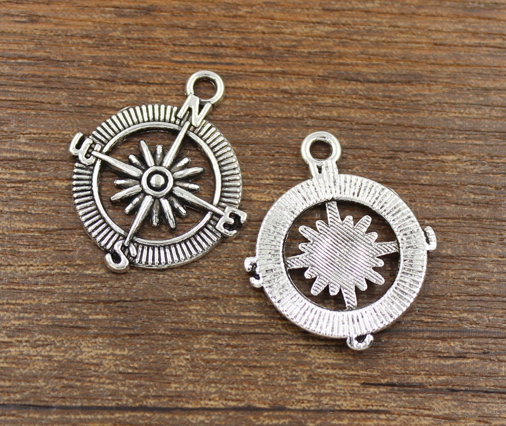 20pcs Compass Charms Antique Silver Tone 24.5x29.5mm SH68 - Etsy Australia