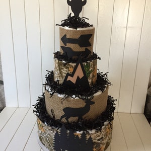 4-tier Camo Realtree Diaper Cake Centerpiece, Deer Diaper Cake ...