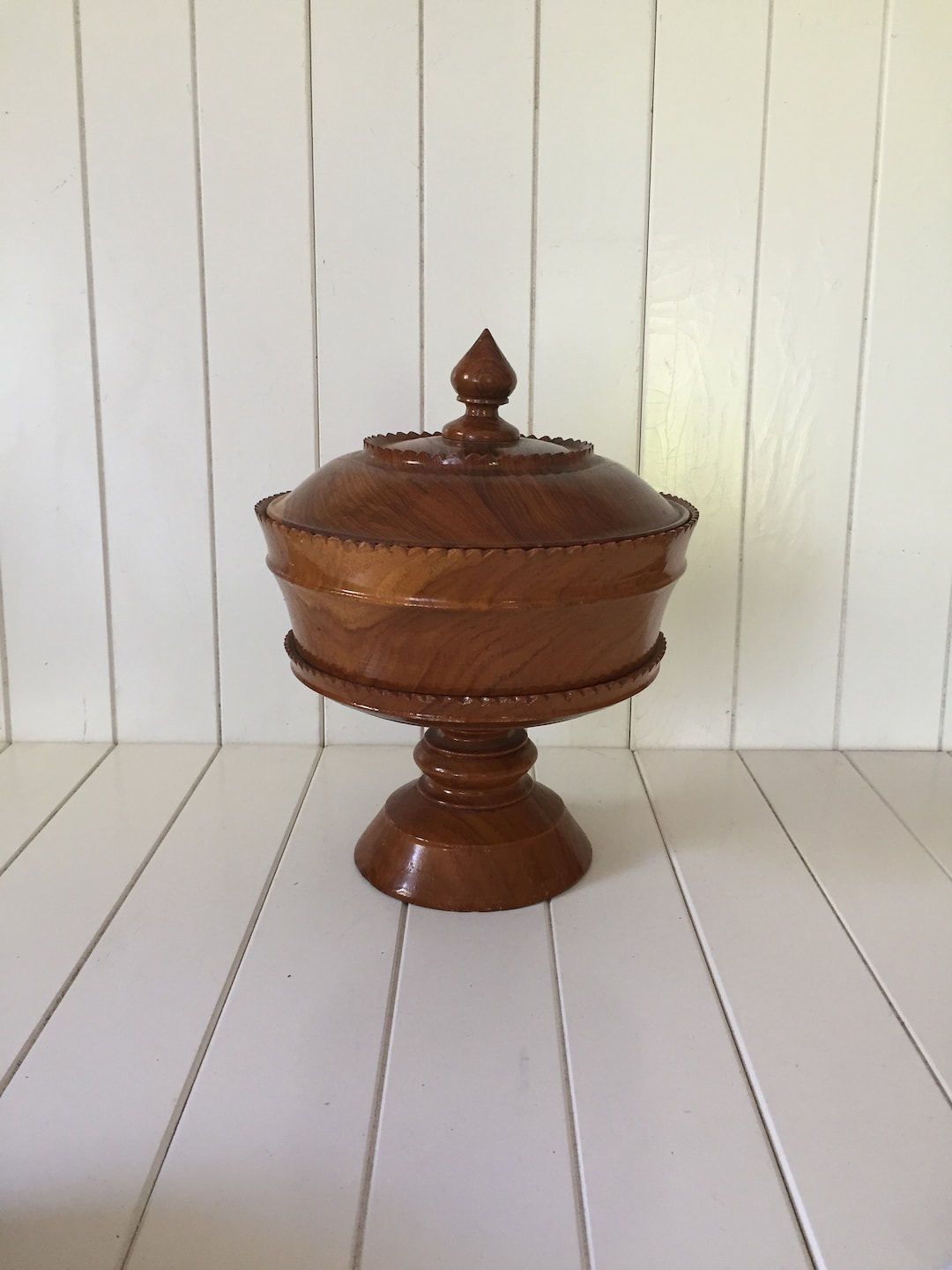 Vintage Wood Compote, Vintage Wood Candy Dish, Centerpiece, Table Decor ...