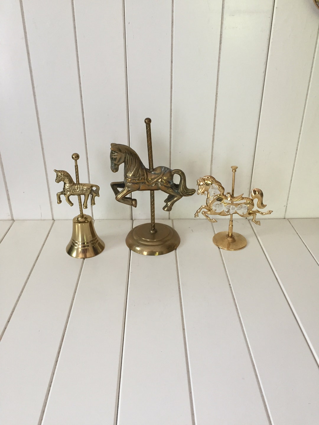 Vintage Brass Carousel Collectable Figurine, Brass Carousel Bell ...