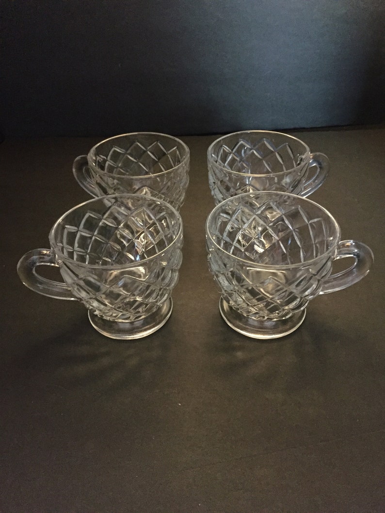 Set of 4 Vintage Diamond Quilt Pattern Punch Cups Party Cups - Etsy