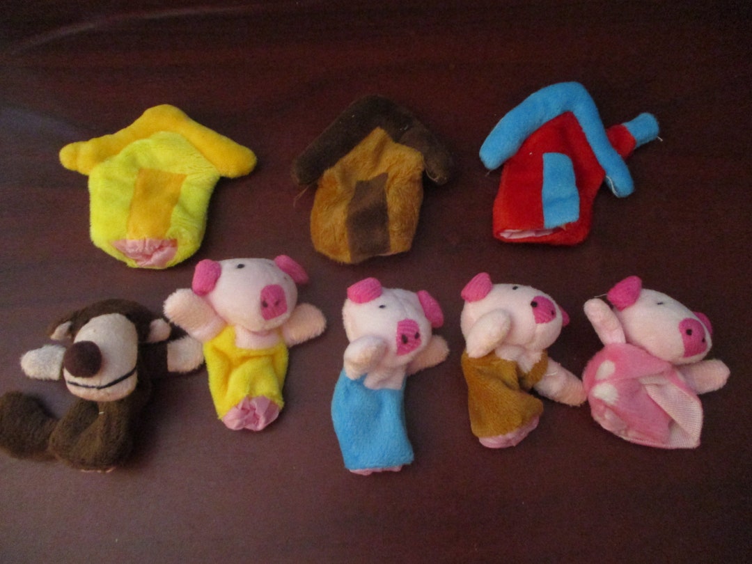 Set of Eight Fabric Finger Puppets the Three Little Pigs - Etsy UK
