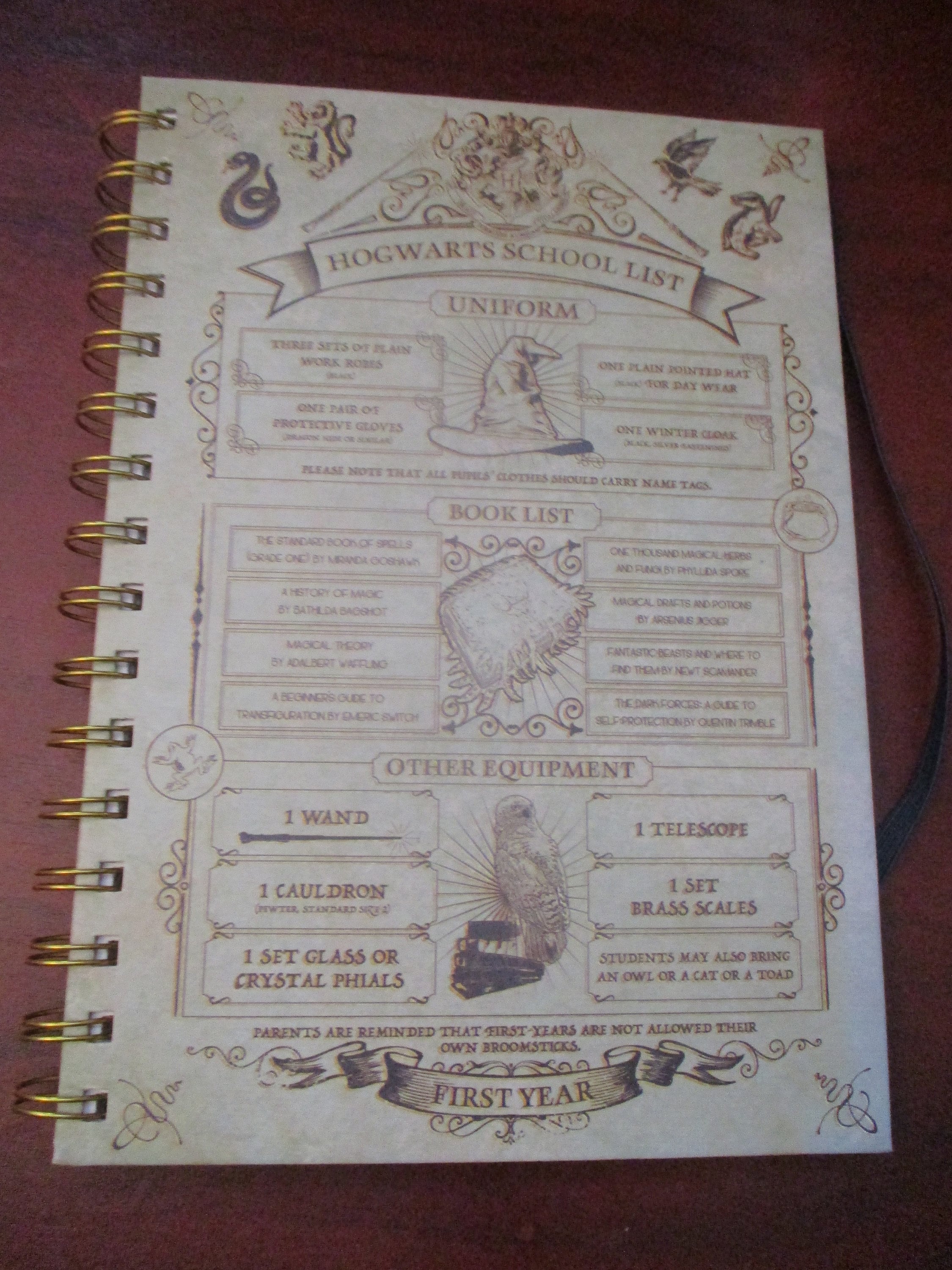Harry Potter First Year Hogwarts School List Ring Bound - Etsy UK