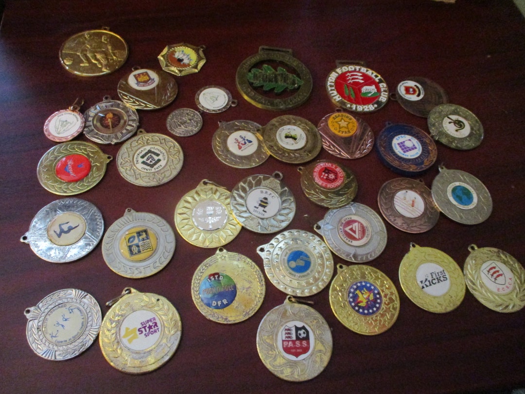 Metal Sports Medals Set Bag of Various Football and Club Sports Medals ...