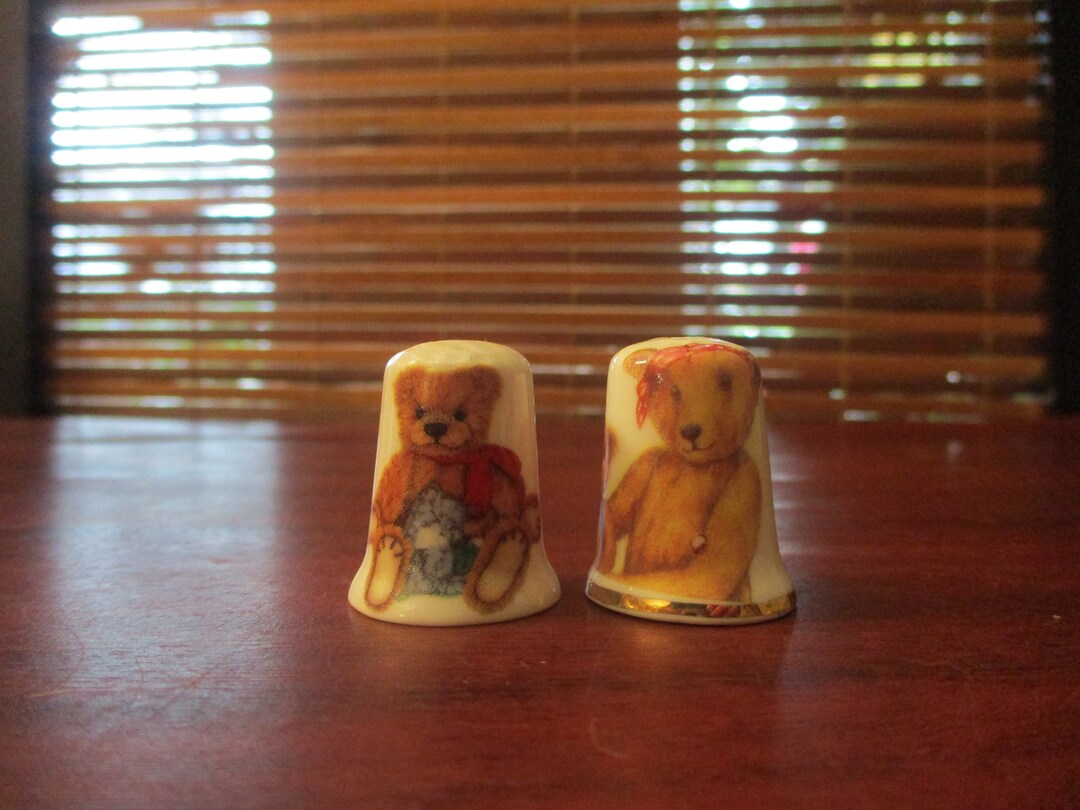 Porcelain China Collectors Decorative Thimbles Teddy Bear - Etsy