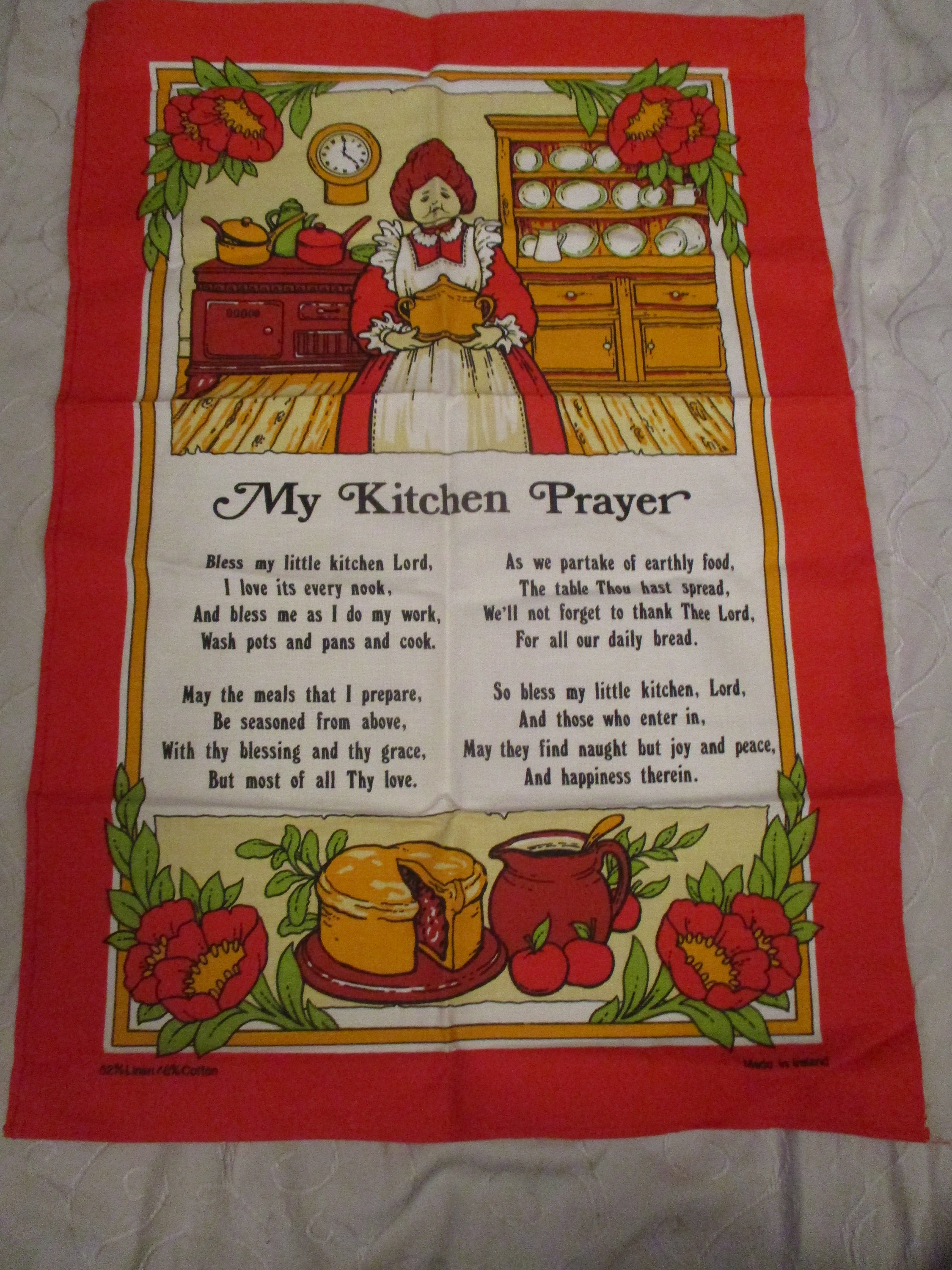 Vintage My Kitchen Prayer Print Souvenir Tea Towel - Etsy UK