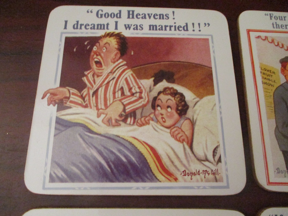 Donald McGill Saucy Seaside Postcards Set of Four Cork Backed | Etsy