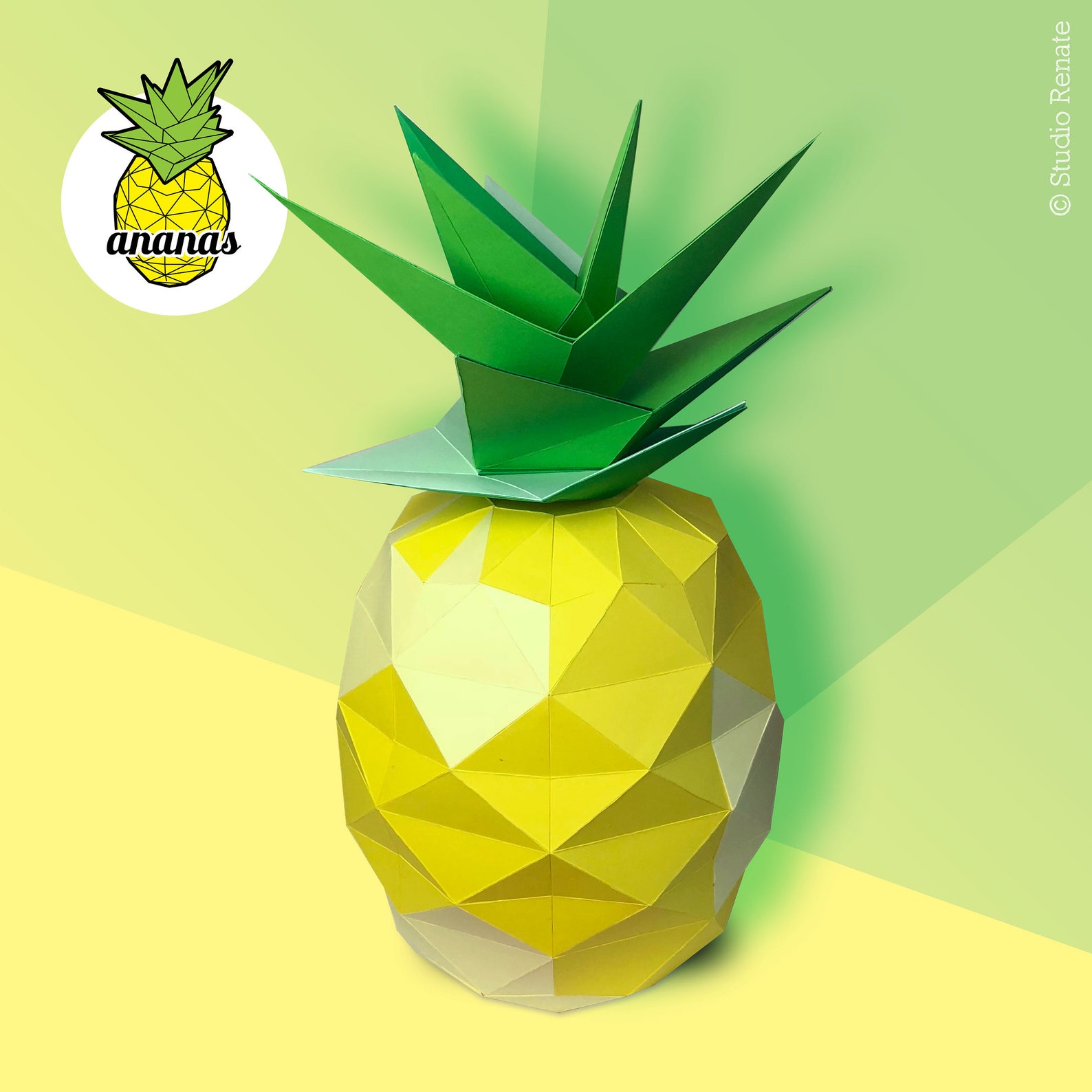 DIY Pineapple Ananas 3D Object Lowpoly Pepakura Printable Paper Model ...