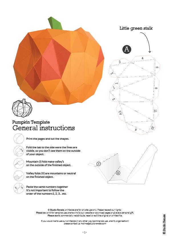 Re-usable Pumpkin ,no Carve, No Mess, Geometric Paper Craft Pumpkin to ...