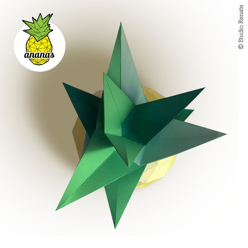 DIY Pineapple Ananas 3D Object Lowpoly Pepakura Printable Paper Model ...