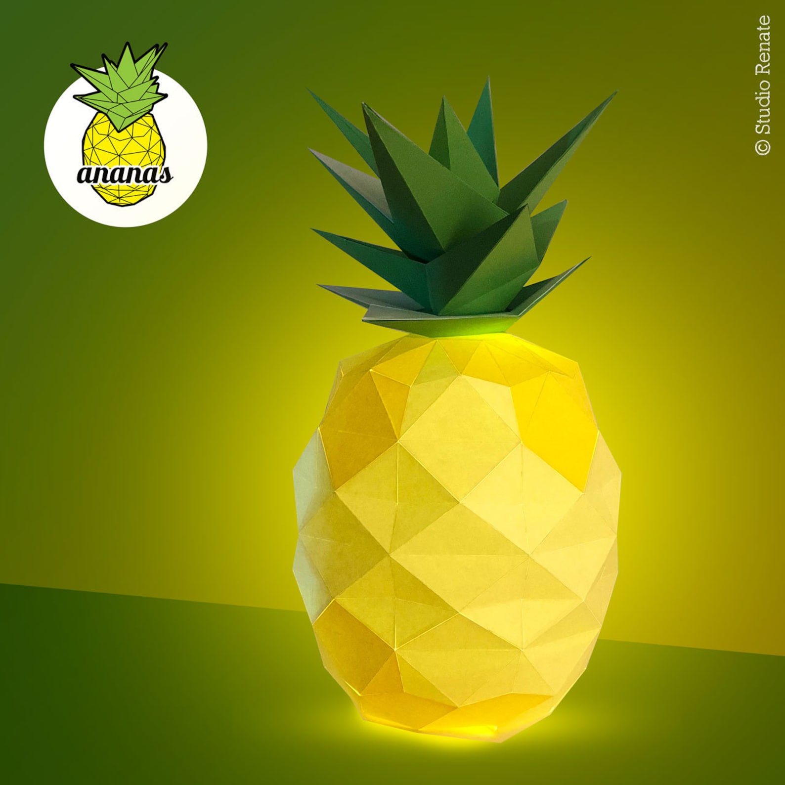 DIY Pineapple Ananas 3D Object Lowpoly Pepakura Printable Paper Model ...