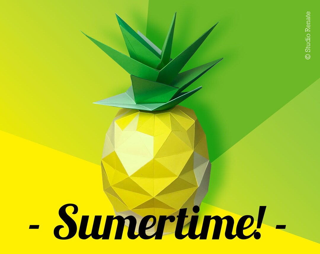 DIY Pineapple Ananas 3D Object - Lowpoly Pepakura Printable Paper Model ...