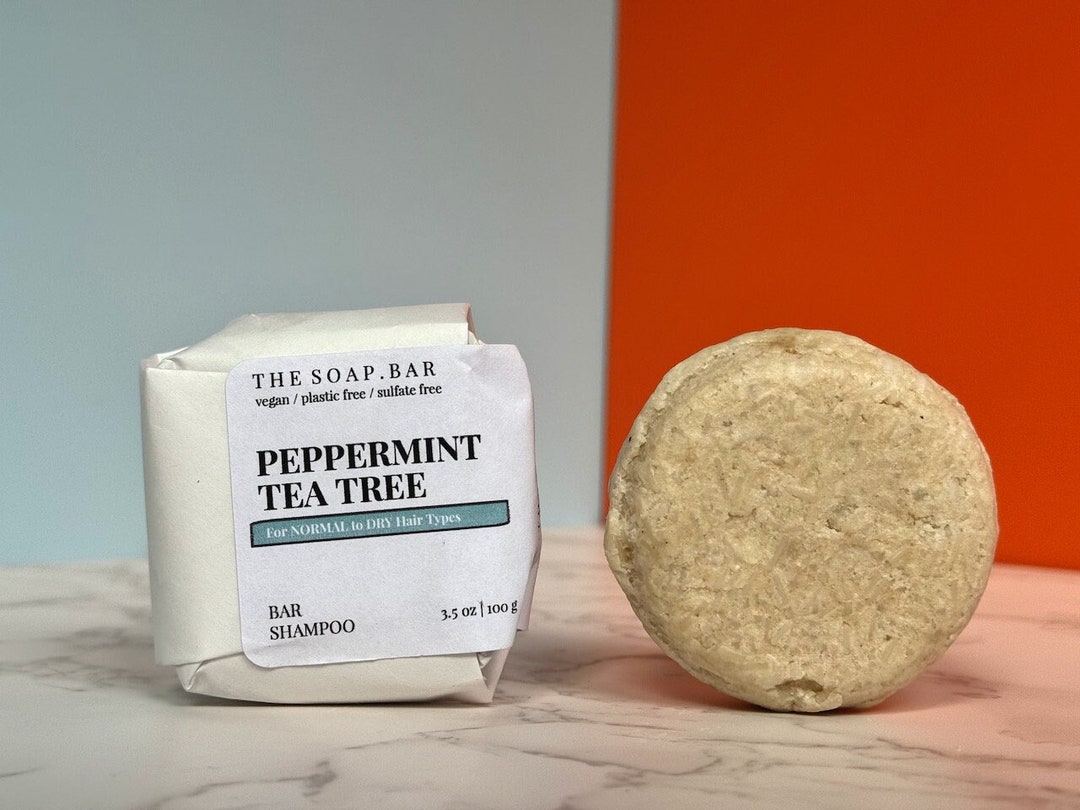 Peppermint and Tea Tree Shampoo Bar - Vegan Shampoo for Dry Hair - Zero ...