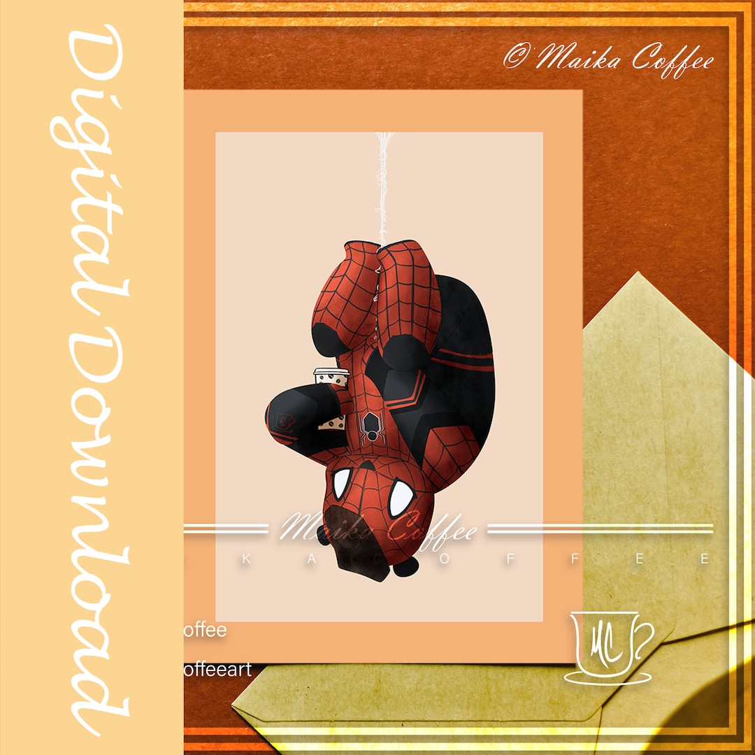 Spider Panda Card, Spider Panda Artwork, Digital Download, Coffee to Go ...