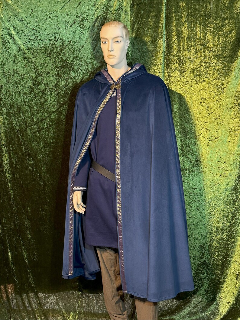 Cloak in Navy Blue Velvet With Gold and Purple Vine Trim - Etsy
