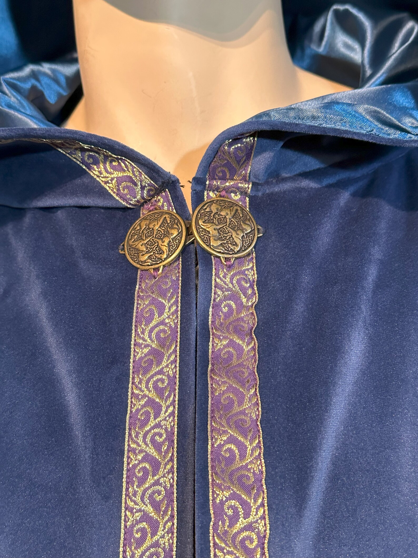 Cloak in Navy Blue Velvet With Gold and Purple Vine Trim - Etsy