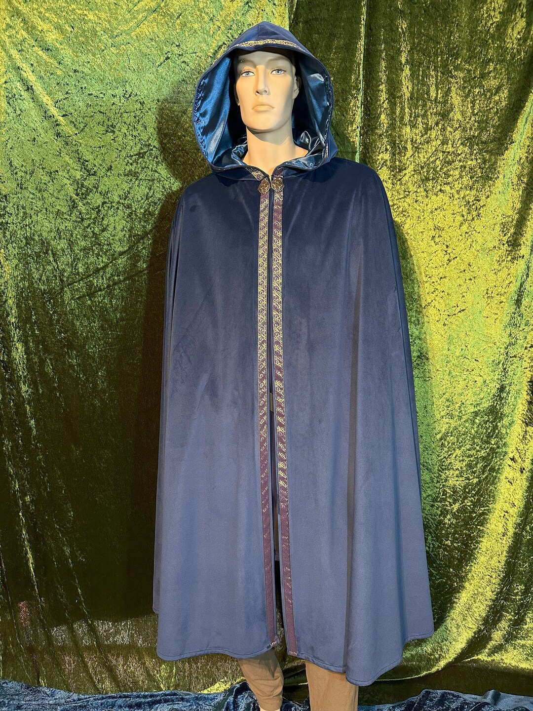Cloak in Navy Blue Velvet With Gold and Purple Vine Trim - Etsy