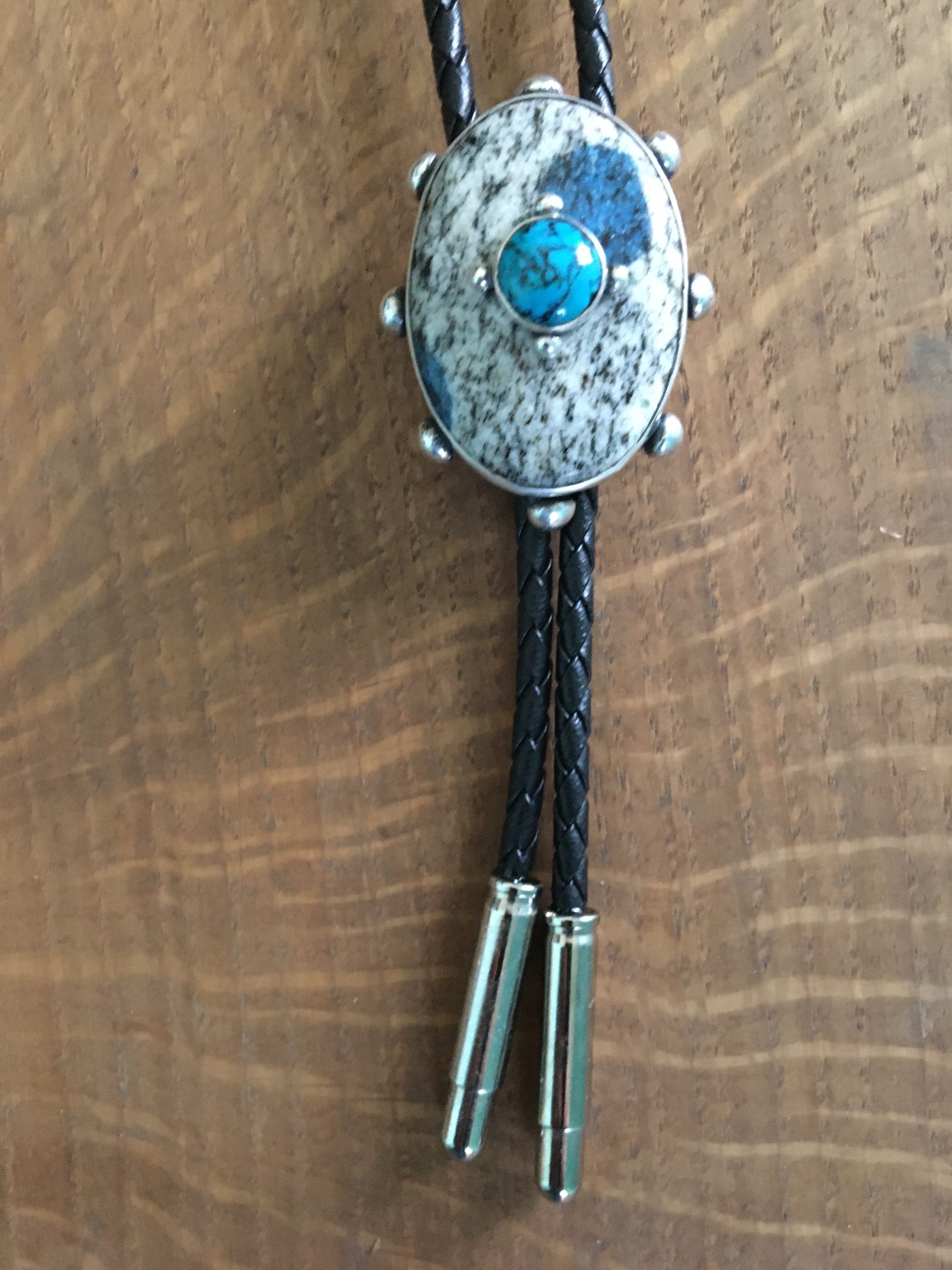 Corbata de bolo de plata de primera ley con piedra K2 y turquesa ...