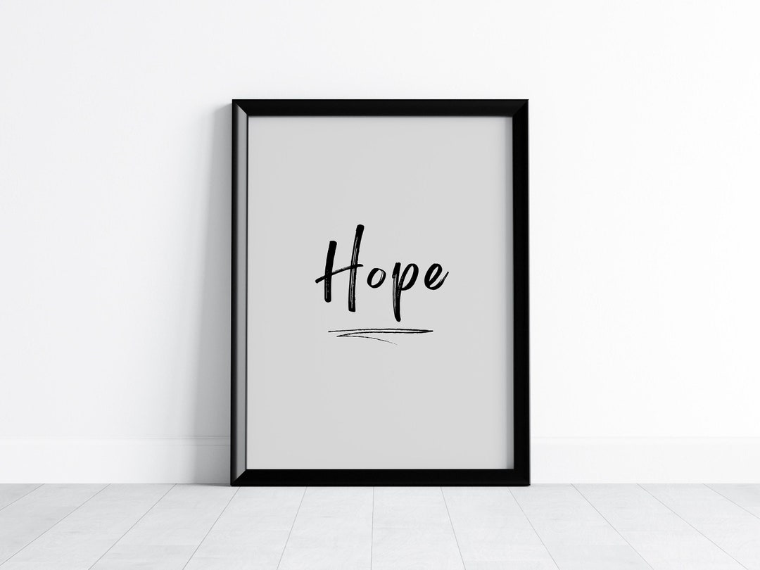 Hope Inspirational Quote Gray Black Printable Wall Art Motivational ...