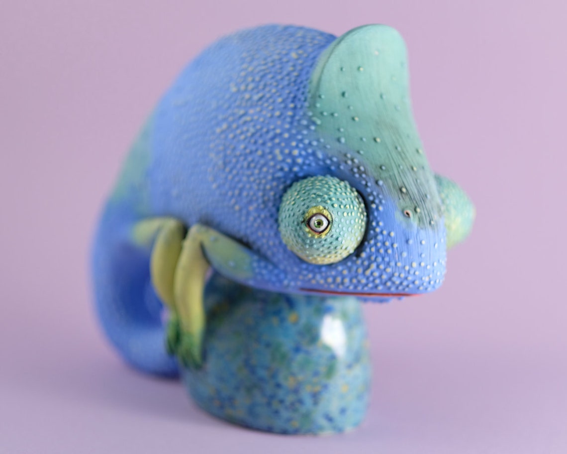 Ceramic Figurine Ceramic Sculpture Chameleon Lizard | Etsy