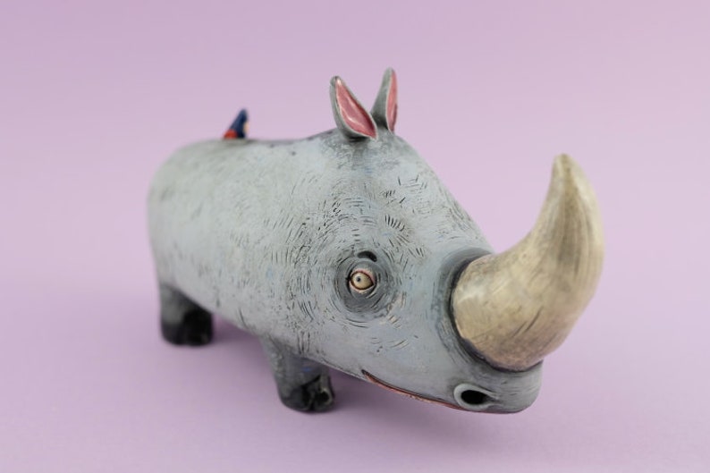 Ceramic Figurine Ceramic Sculpture Rhino Ceramics and - Etsy