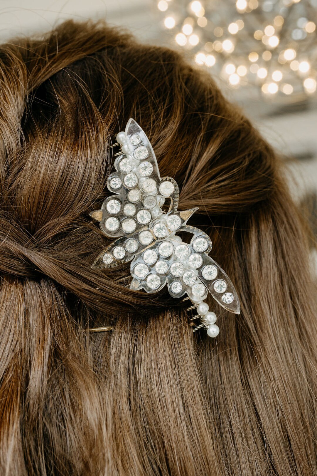 Diamanté Butterfly Bridal Hair Comb, up Cycled Vintage Lucite Wedding ...