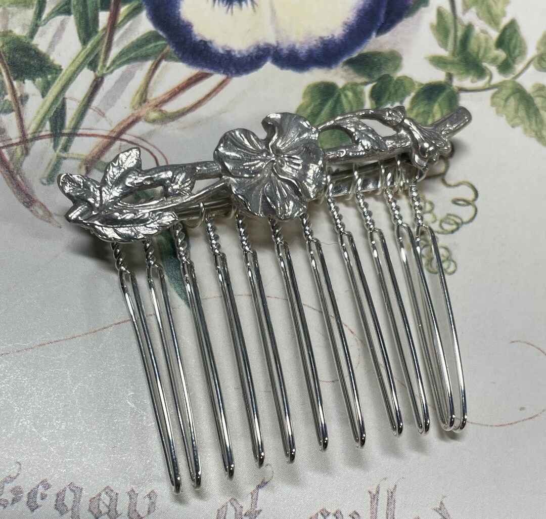 Sterling Silver Flower Hair Comb, Floral Hair Comb, Silver Hair Comb ...