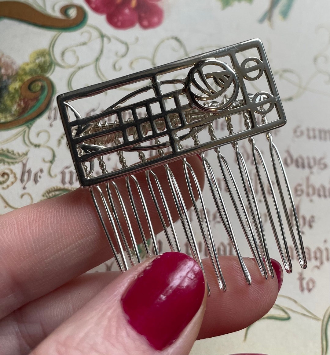 Sterling Silver Mackintosh Rose Hair Comb, Upcycled Hair Accessory ...
