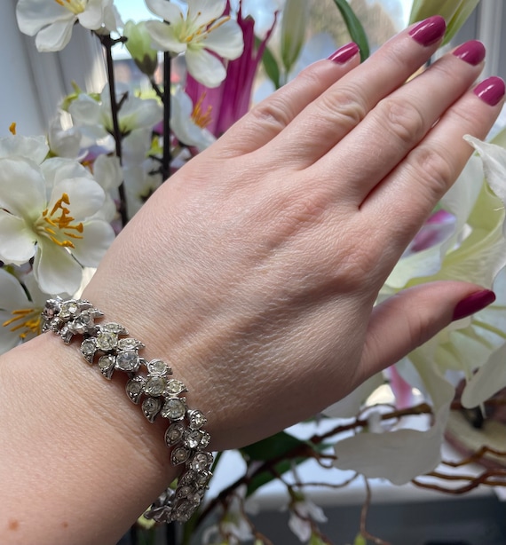 Vintage Clear Crystal Bracelet Silver and Clear Bracelet Silver Tone Bracelet Clear Silver Bracelet Vintage Wedding Bracelet Etsy