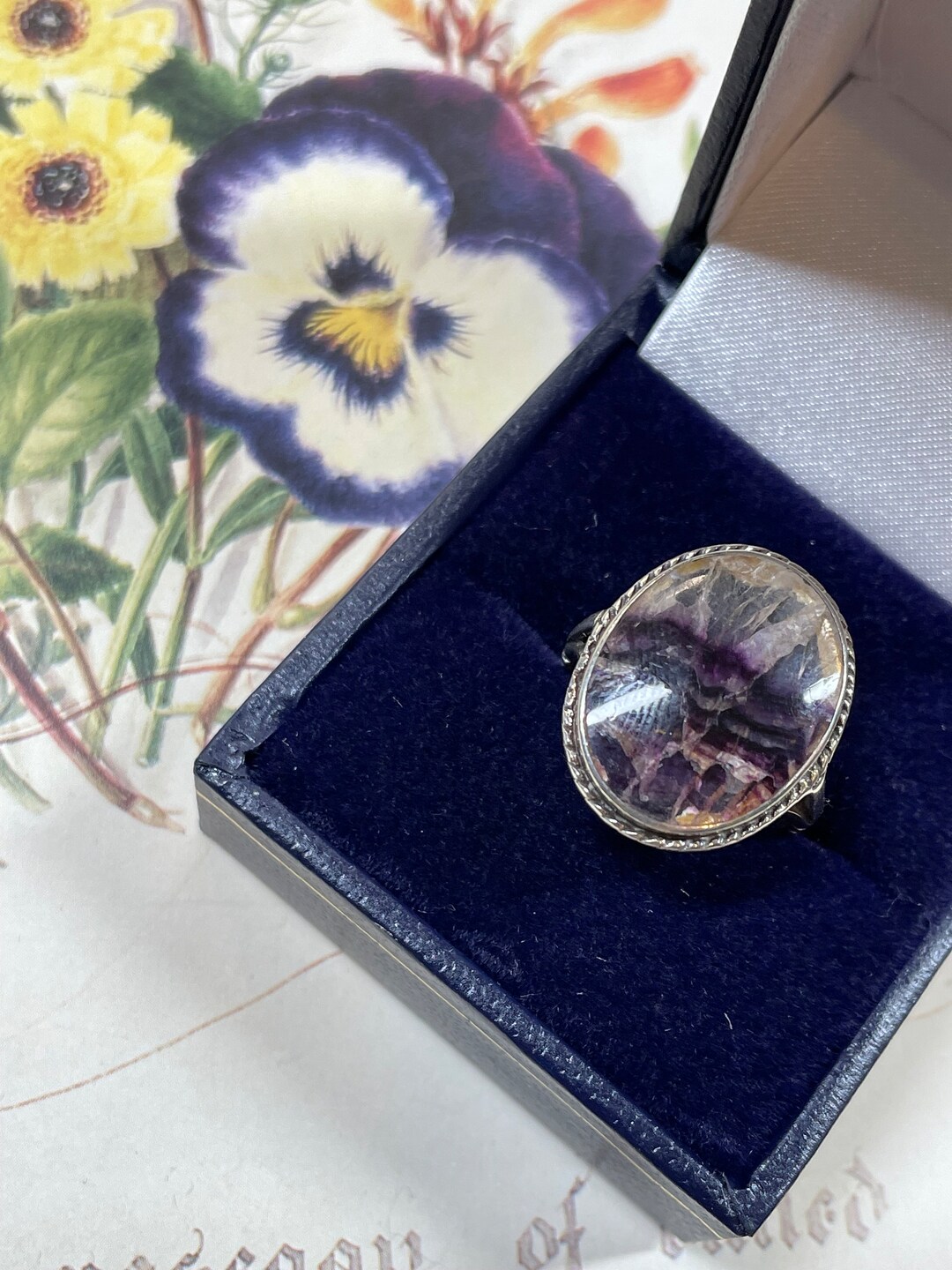 Imperfect Vintage Blue John Ring UK Size O Ring 1970s Blue - Etsy