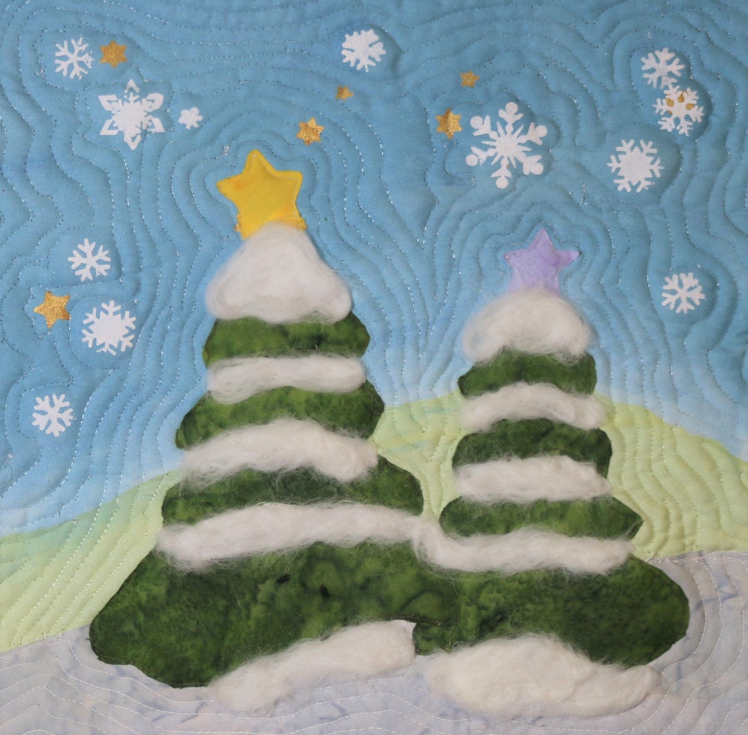 Snowy Trees Fiber Art Wall Hanging - Etsy