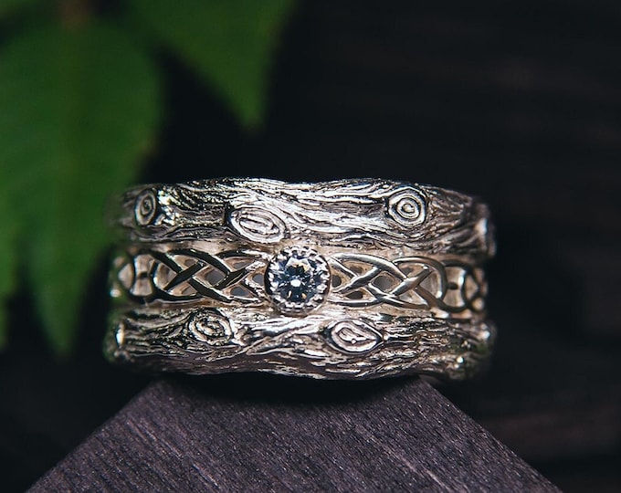 Celtic Wide Silver Ring Celtic Gemstone Ring for Her Women Celtic ...