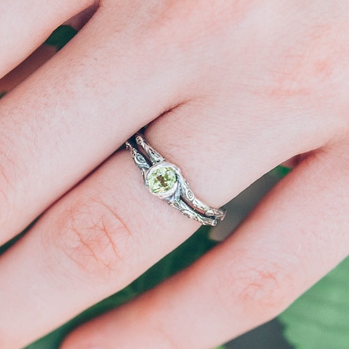 Unusual Peridot Twig Engagement Ring Dainty Tree Engagement - Etsy