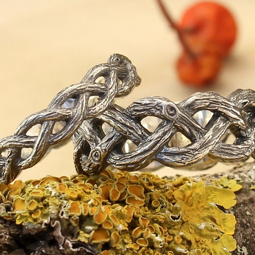 His and Her Tree Braided Wedding Bands Set Unique Tree Bark - Etsy