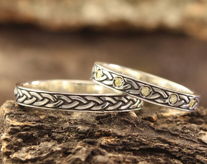 Trendy Celtic Matching Rings for Couples Infinity Knot Silver Wedding ...