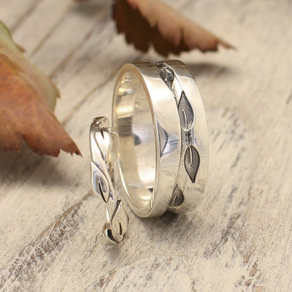 Matching Silver Wedding Bands for Couple - Etsy