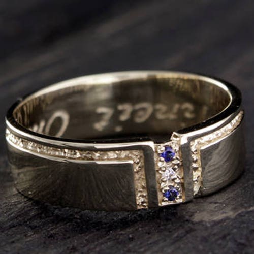 Men's Sapphire and Diamond Wedding Band Wedding Band With | Etsy