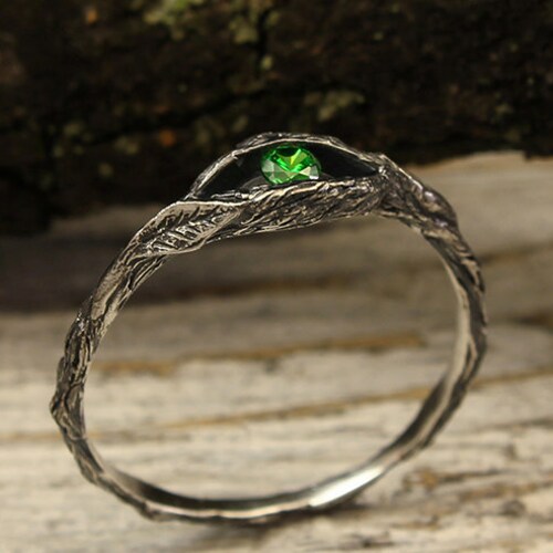Tiny Branch Engagement Ring With Emerald Small Twig and | Etsy