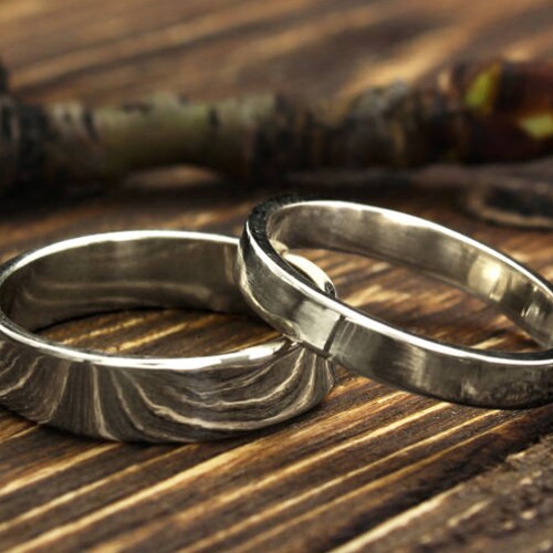Simple Silver Wedding Ring Set His and Hers Wedding Bands - Etsy
