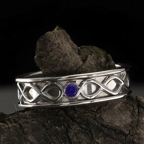 Mens Infinity Wedding Band With Sapphire Infinity Silver - Etsy