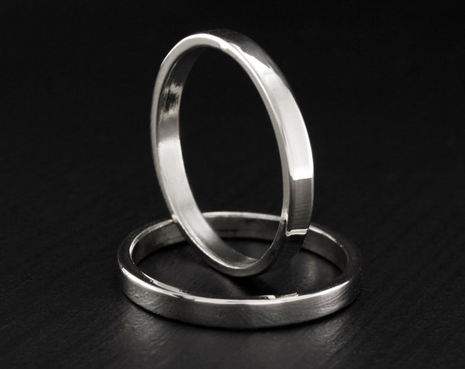 Traditional Silver Wedding Bands, Minimal Wedding Rings, Couple Silver ...