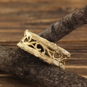 Tree Women's Ring in Vintage Style, Tree Unique Wedding Band, Vine ...