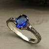 Blue Sapphire Ring Engagement Ring Handmade Ring Teardrop Ring in 925 ...