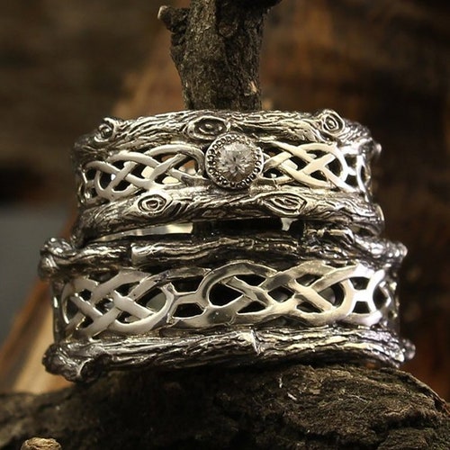 Celtic Wedding Bands Celtic Rings Set Couple Rings Silver - Etsy