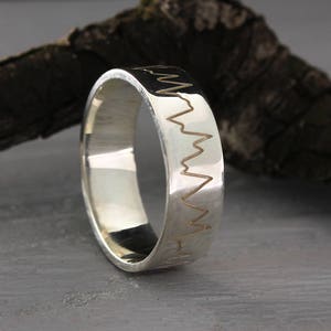 Personalized Heartbeat Ring, Pulse Wedding Band, Silver Heartbeat Band ...